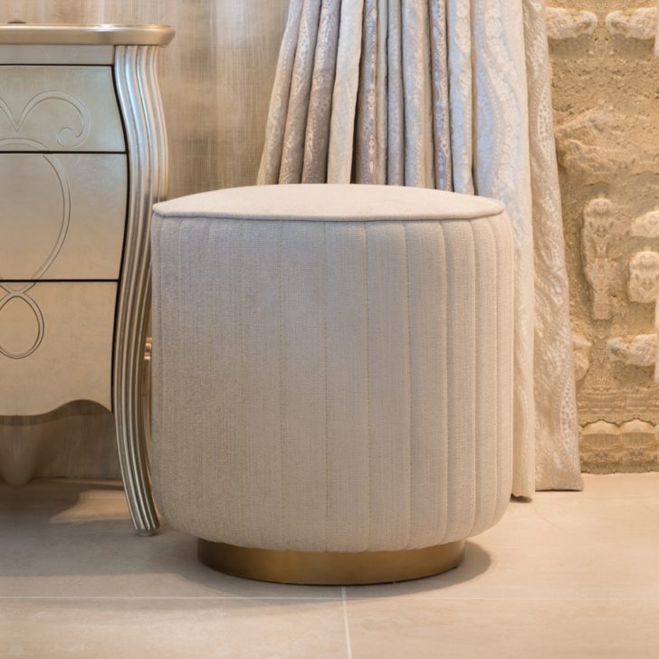 Luxury Upholstered Cream Pouffe - Juliettes Interiors