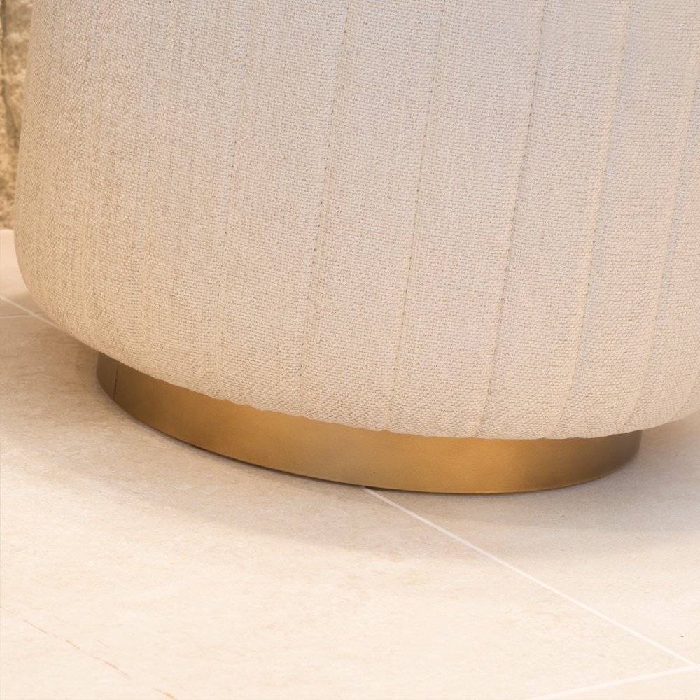 Luxury Upholstered Cream Pouffe - Juliettes Interiors