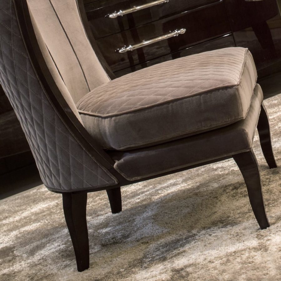 Embrace Elegance with the Quilted Italian Walnut Wing Chair