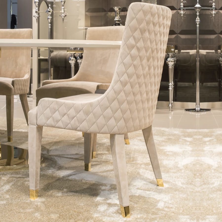 Quilted Nubuck Leather Italian Dining Chair - Juliettes Interiors