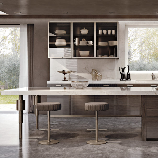 Contemporary Italian Designer Leather Bar Stool - Juliettes Interiors