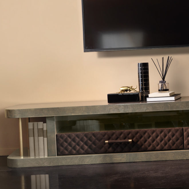 Italian Designer Media Unit With TV Wall Frame - Juliettes Interiors