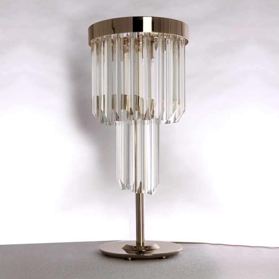 Designer Gold Plated Spiral Crystal Table Lamp - Juliettes Interiors