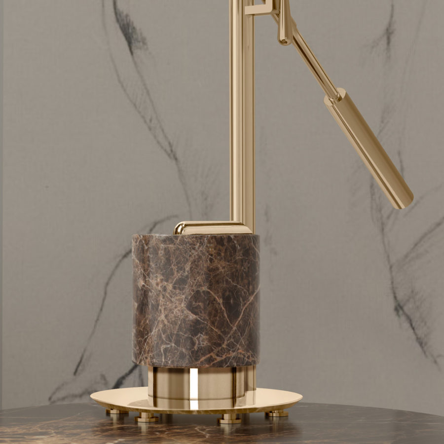 Contemporary Designer Emperador Marble Table Lamp