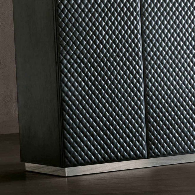 Italian Quilted Leather Drinks Cabinet - Juliettes Interiors
