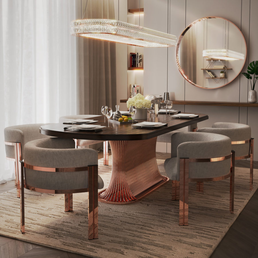 Modern Copper Dining Set - Juliettes Interiors