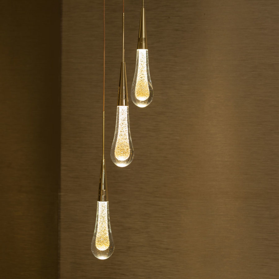 Set of 3 Glass Drop Pendant Lights - Juliettes Interiors