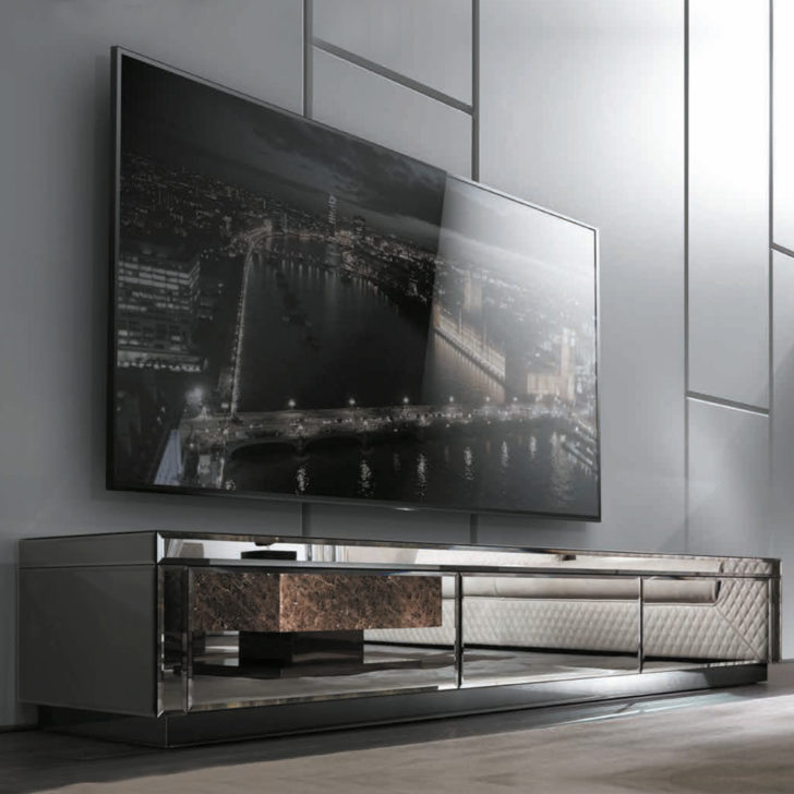 Modern Mirrored Low TV Sideboard - Juliettes Interiors