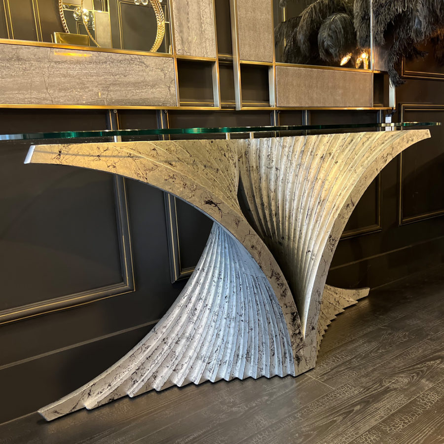 Exclusive Contemporary Glass Console Table - Juliettes Interiors