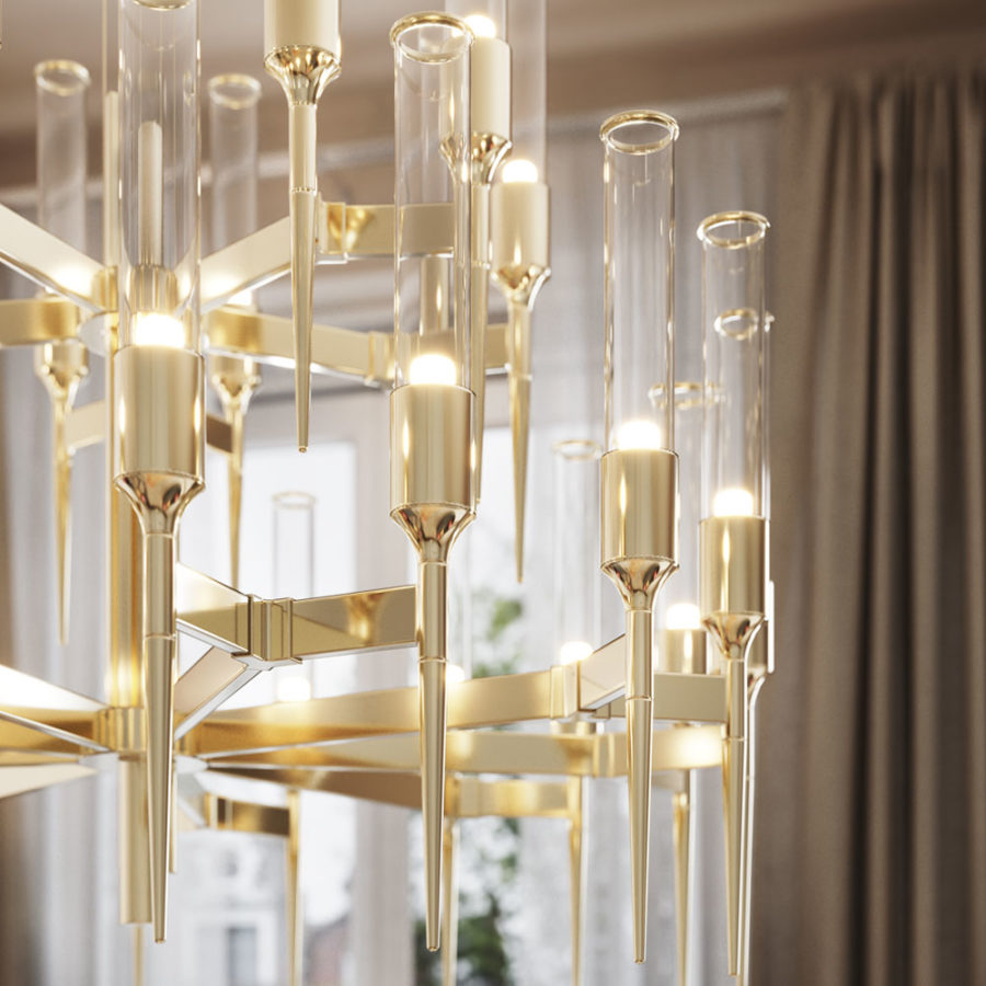 Contemporary Glass Flute Chandelier - Juliettes Interiors