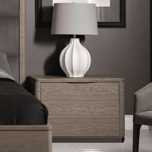 Contemporary Oak Veneer Bedside Table - Juliettes Interiors