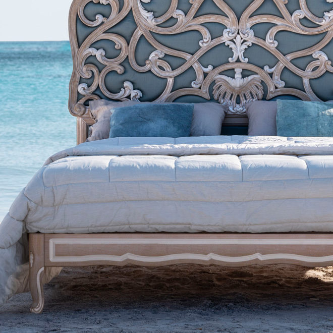 Ornate Rococo Style Bed With Tall Headboard - Juliettes Interiors