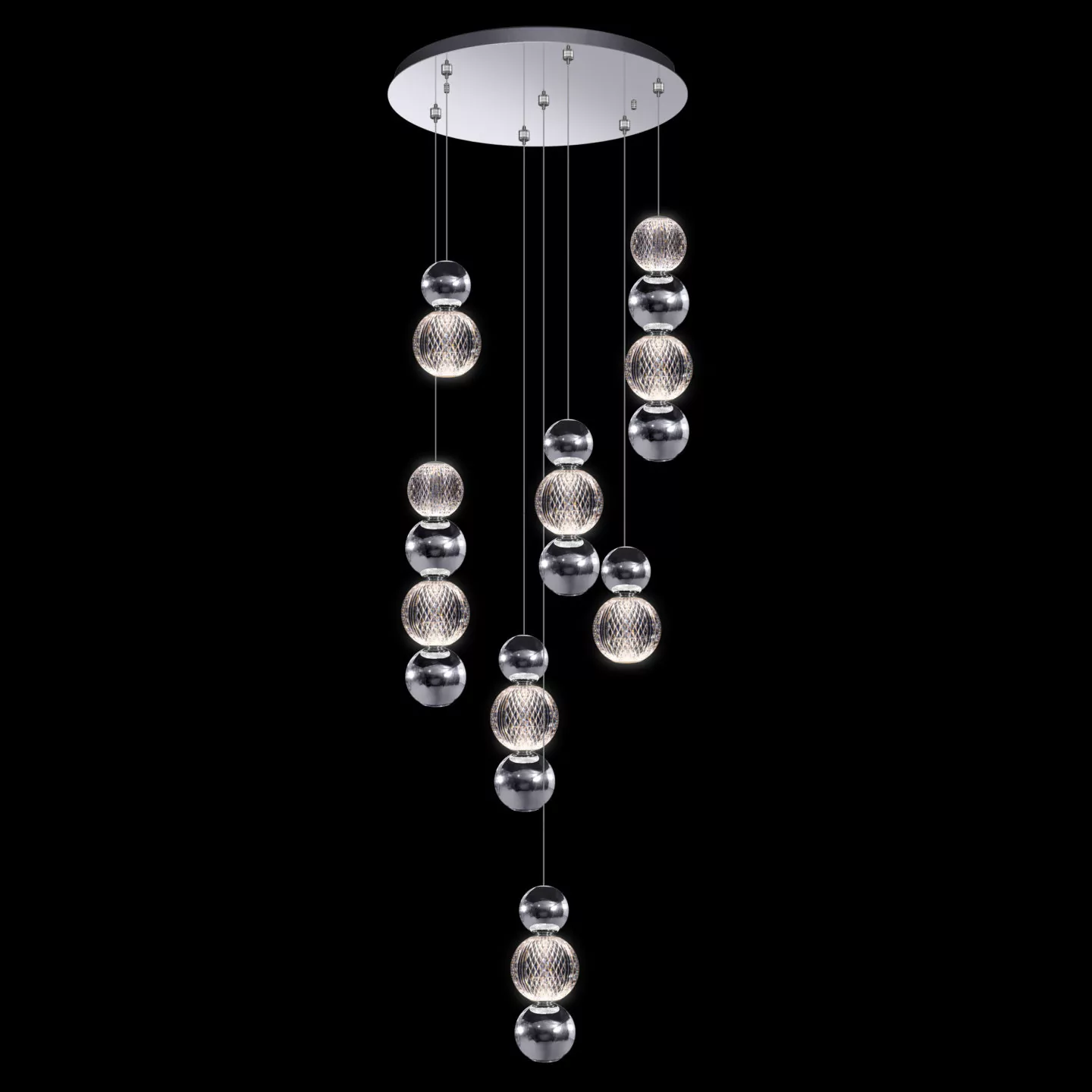 Luxury Round Chrome Crystal LED Pendant Light - Juliettes Interiors