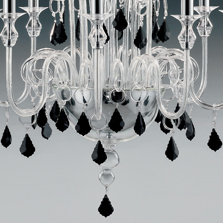 Traditional Chandelier With Black Crystal Drops - Juliettes Interiors