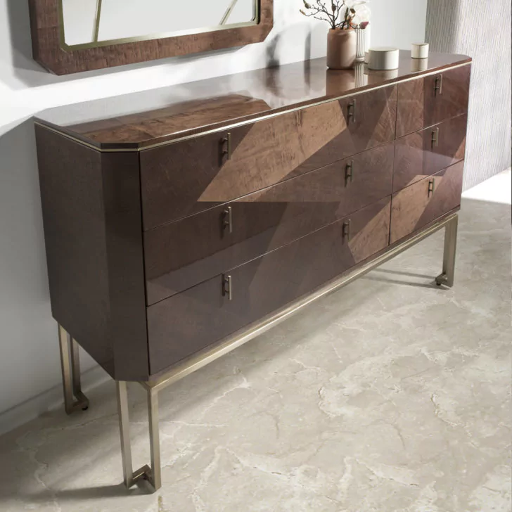 Large Dark Maple Double Dresser - Juliettes Interiors
