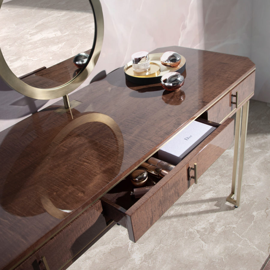 Luxury Brown Maple Veneer Vanity Table - Juliettes Interiors