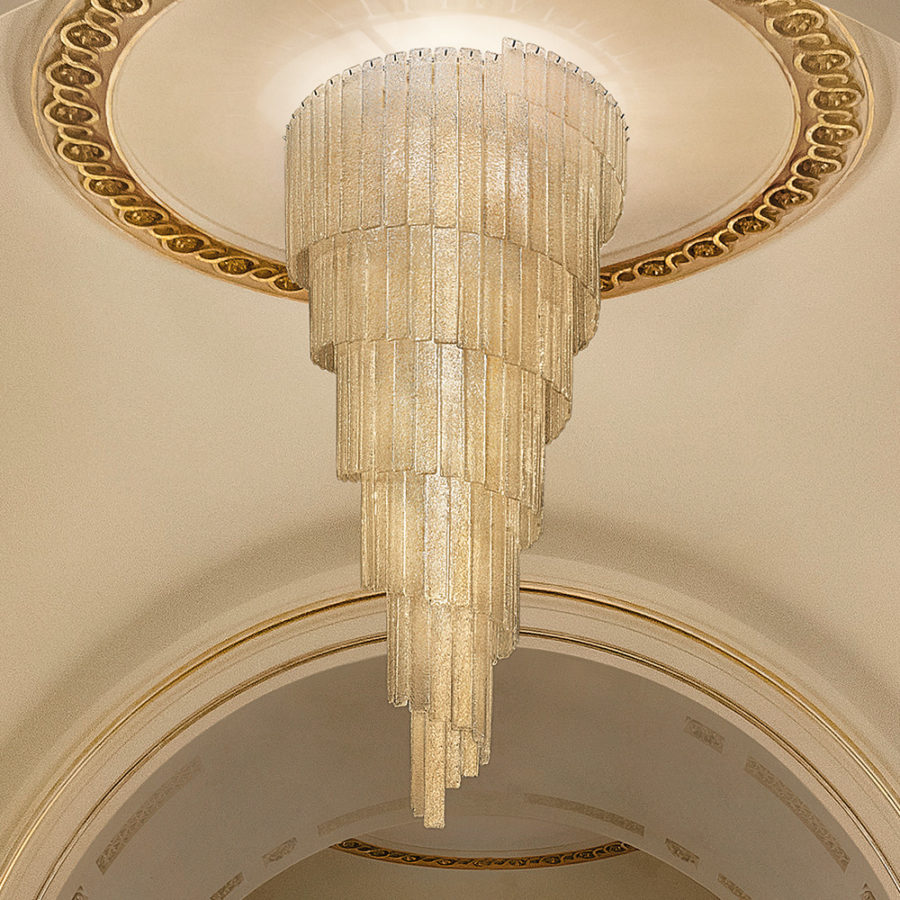Luxury Tiered Amber Glass Ceiling Light for Elegant Spaces