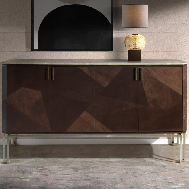 Marble Top Brown Maple Sideboard - Juliettes Interiors