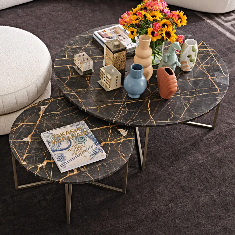 Contemporary Round Marble Coffee Table Set - Juliettes Interiors