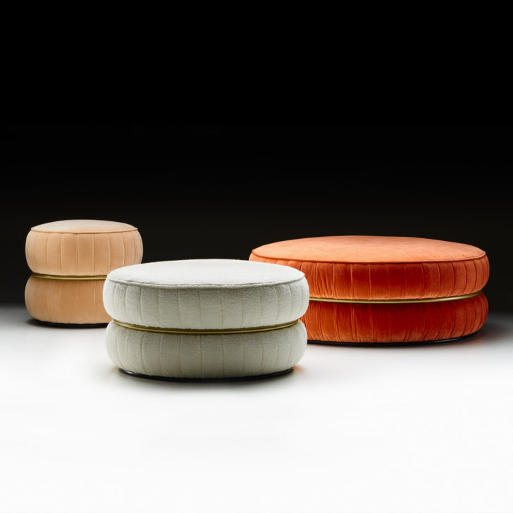 Luxury Modern Round Upholstered Pouffe - Juliettes Interiors