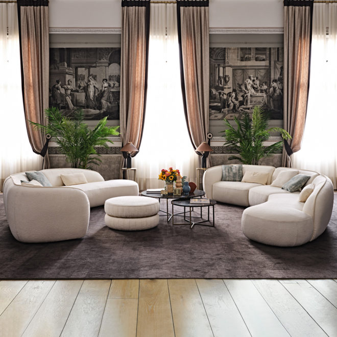 Luxury Round Bouclé Pouffe - Juliettes Interiors