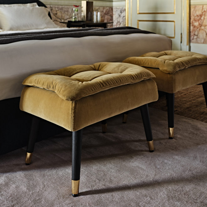 Small Button Upholstered Velvet Bench - Juliettes Interiors