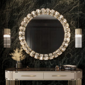 Contemporary Round Crystal Mirror - Juliettes Interiors