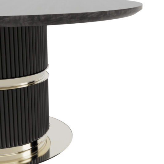 Round Modern Ribbed Veneer Dining Table - Juliettes Interiors