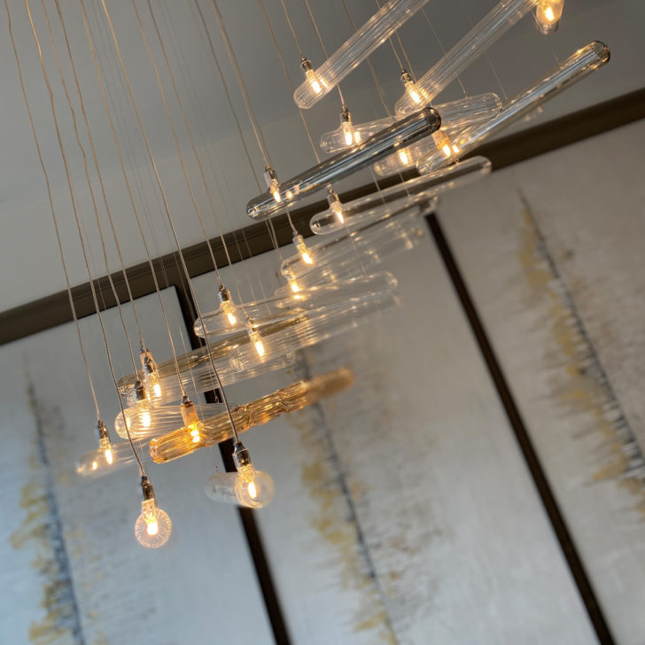 Modern Glass Lozenge Spiral Chandelier - Juliettes Interiors