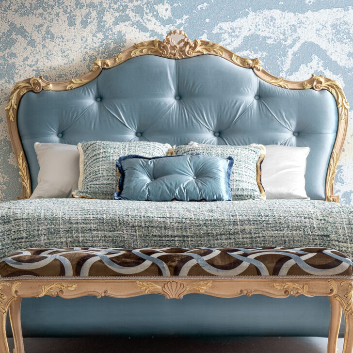 Button Upholstered Rococo Style Bed - Juliettes Interiors
