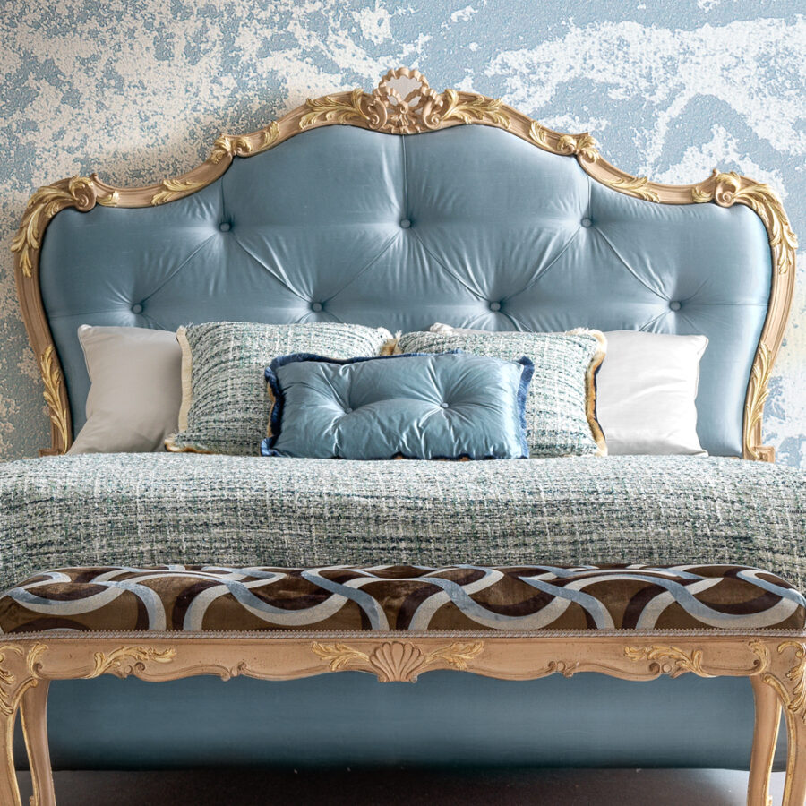 Button Upholstered Rococo Style Bed - Juliettes Interiors