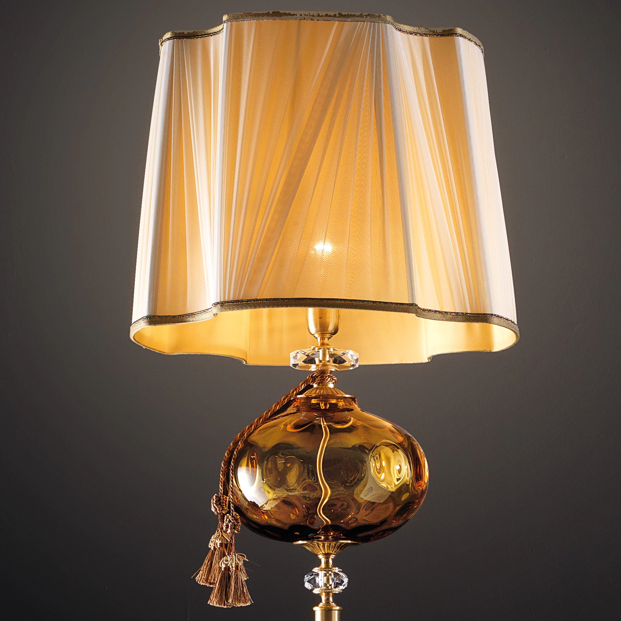 Classic Dimpled Amber Glass Floor Lamp - Juliettes Interiors