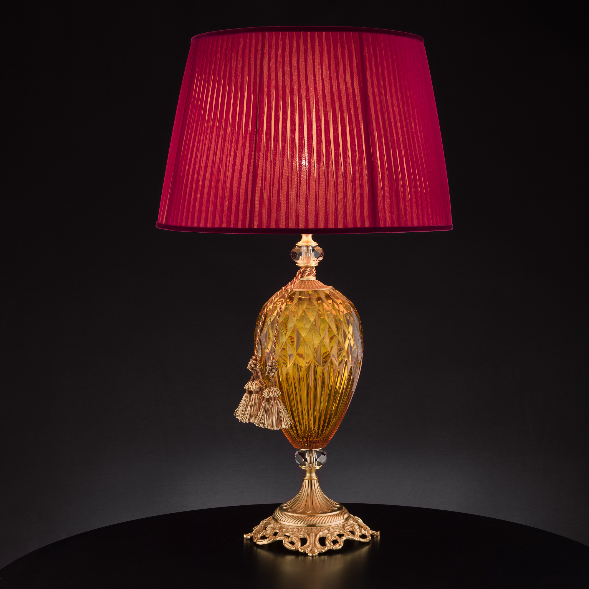Diamond Faceted Amber Glass Table Lamp - Juliettes Interiors