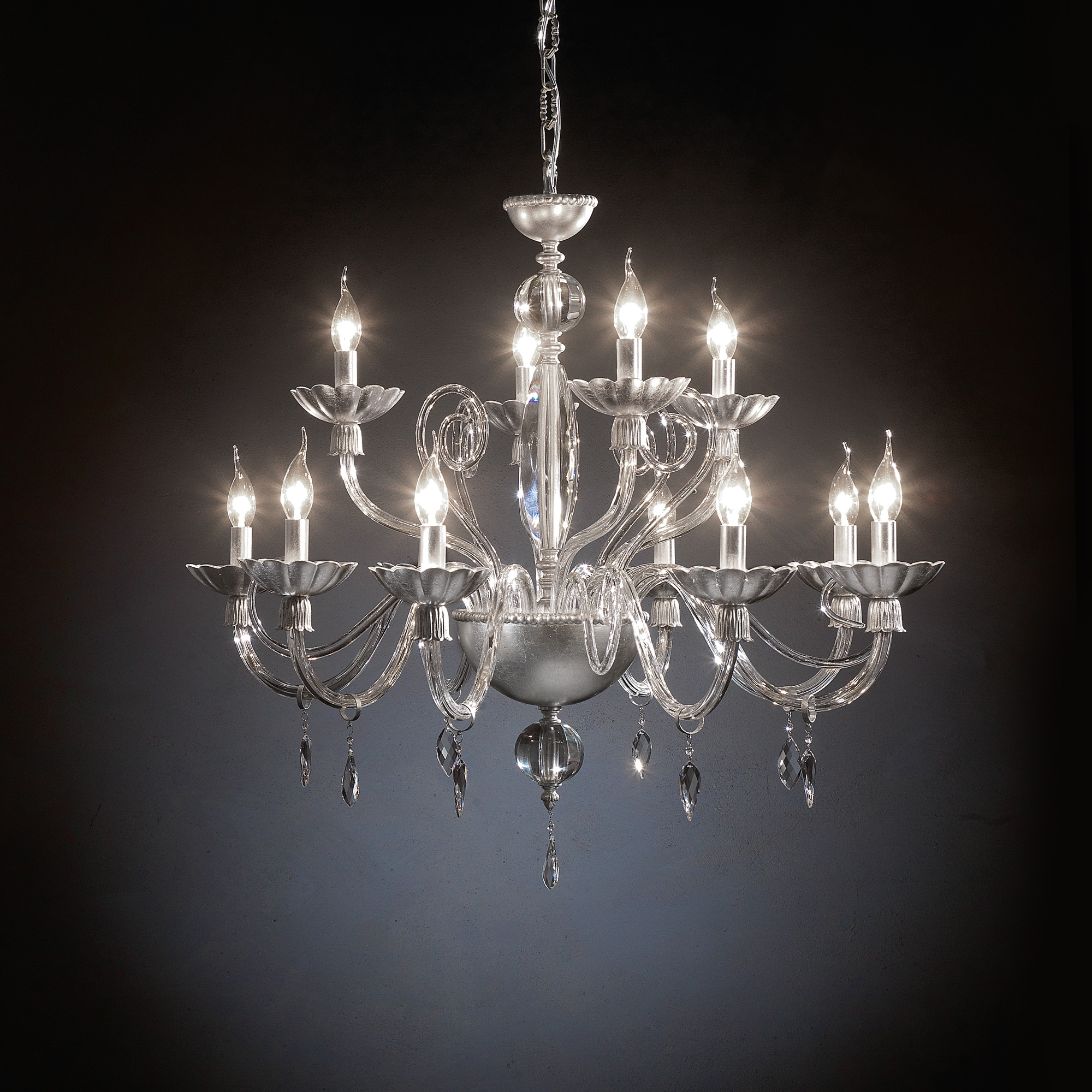 Candle Style Chandelier With Crystal Drops - Juliettes Interiors