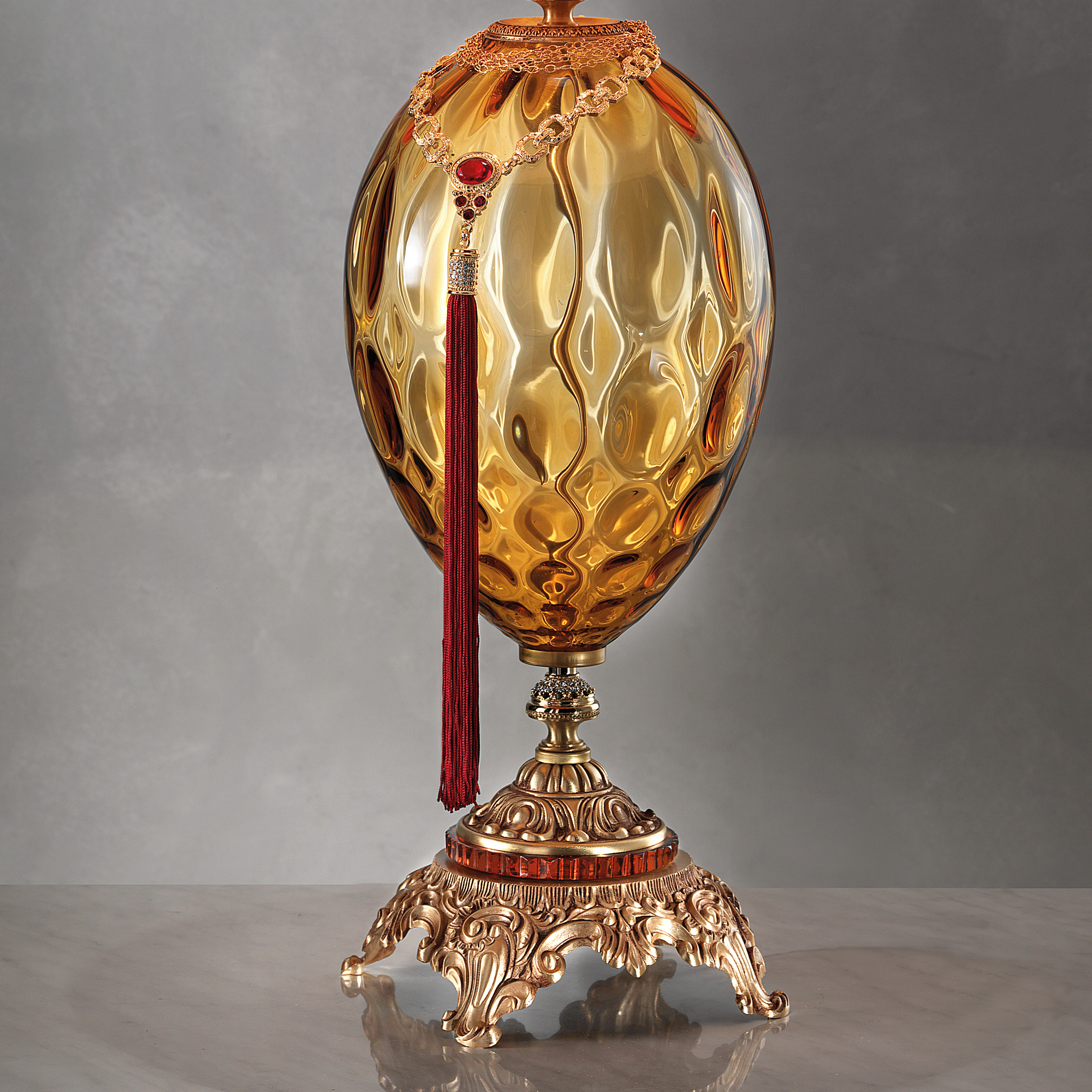 Classic Amber Dimpled Glass Table Lamp - Juliettes Interiors