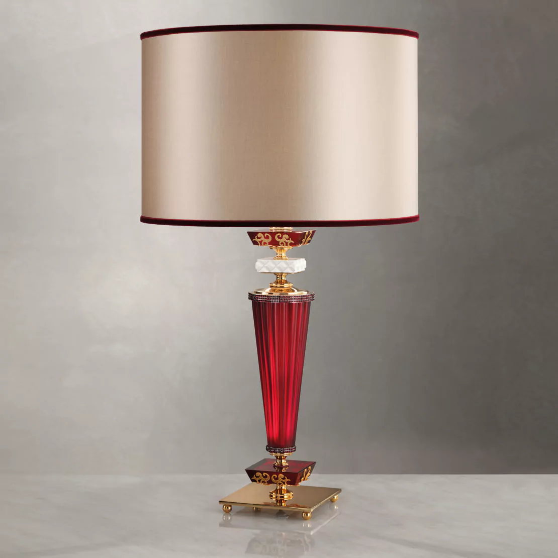 Elegant Ruby Glass Table Lamp - Juliettes Interiors
