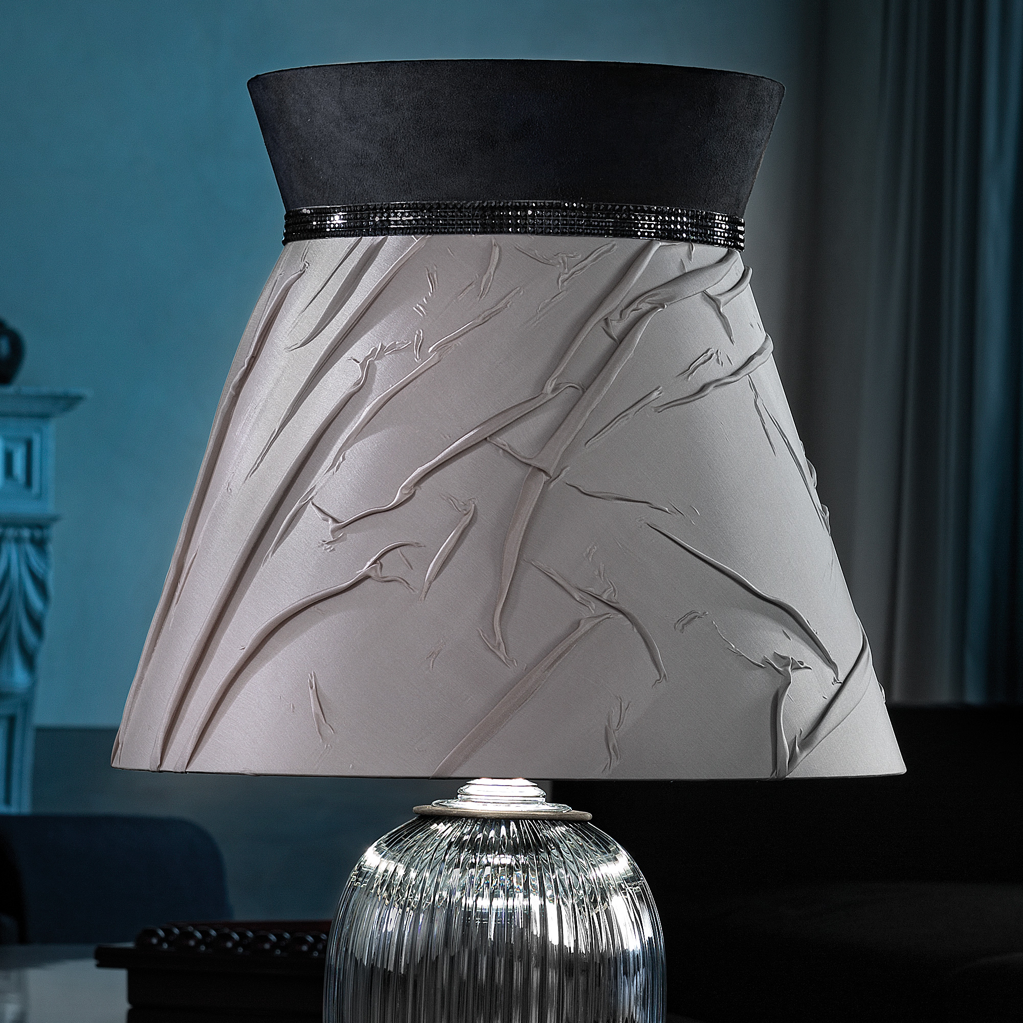 Large Contemporary Cut Crystal Table Lamp - Juliettes Interiors