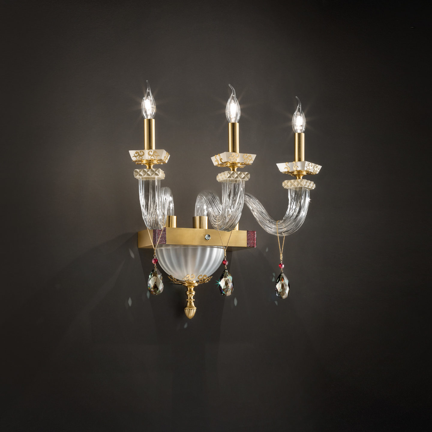Elegant Triple Wall Light With Pendant Drops - Juliettes Interiors