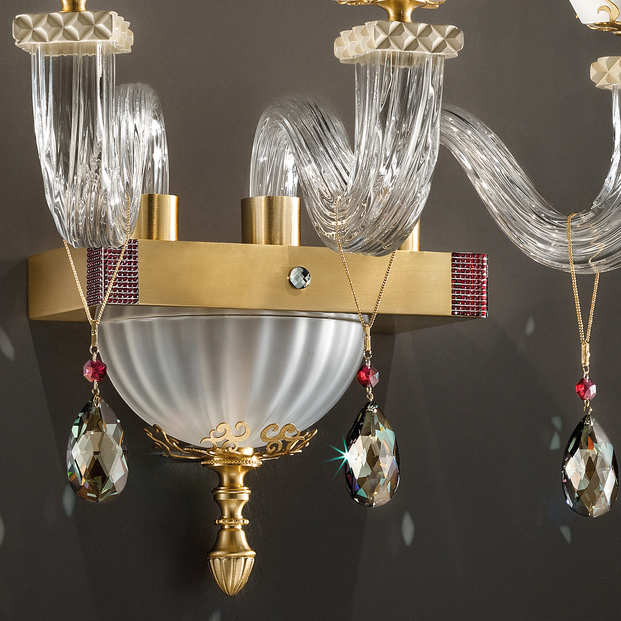Elegant Triple Wall Light With Pendant Drops - Juliettes Interiors
