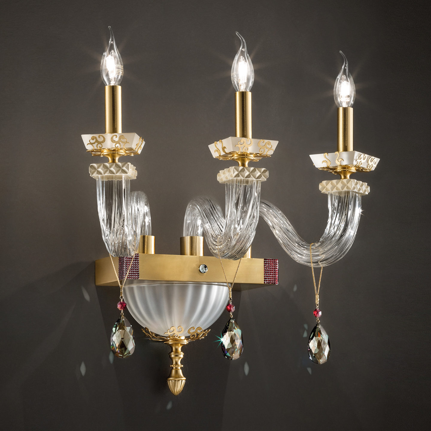 Elegant Triple Wall Light With Pendant Drops - Juliettes Interiors