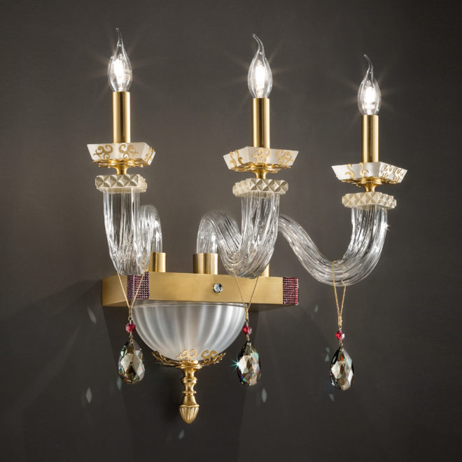 Elegant Triple Wall Light With Pendant Drops - Juliettes Interiors