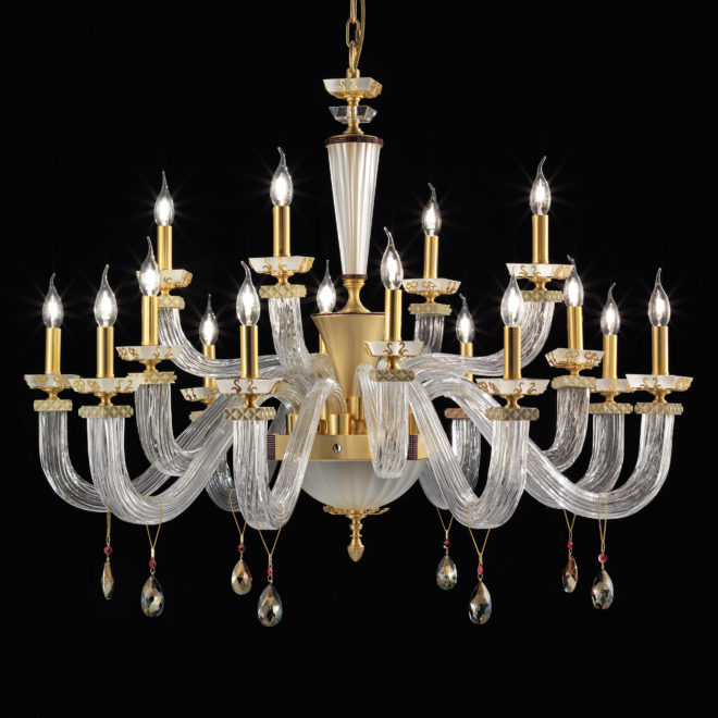 Large Elegant Chandelier With Pendant Drops - Juliettes Interiors