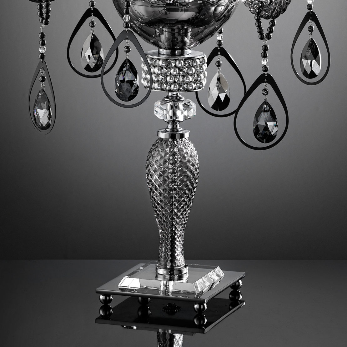 Smoked Glass Candelabra Style Candlestick - Juliettes Interiors