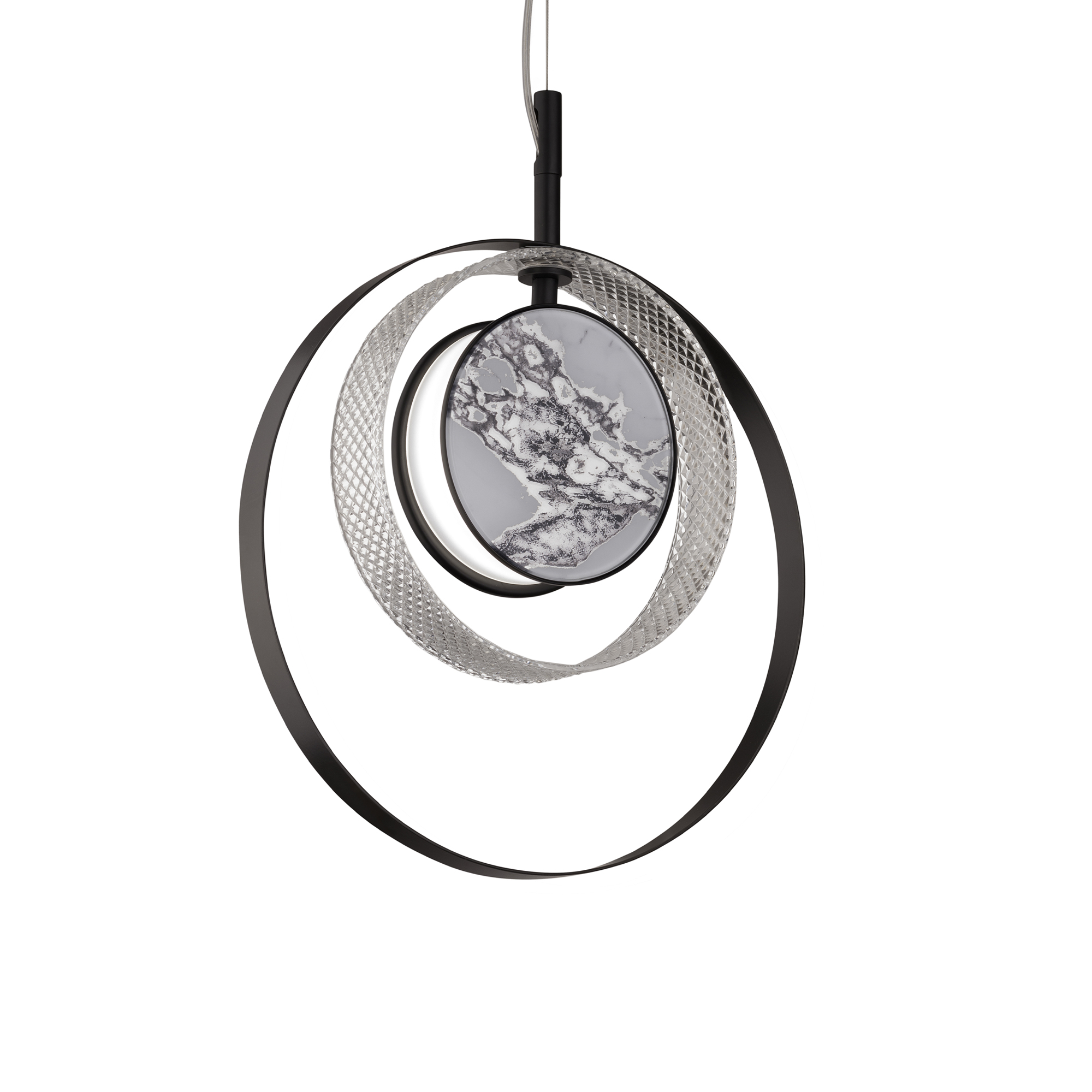 Contemporary Round Pendant Light With Marble Effect