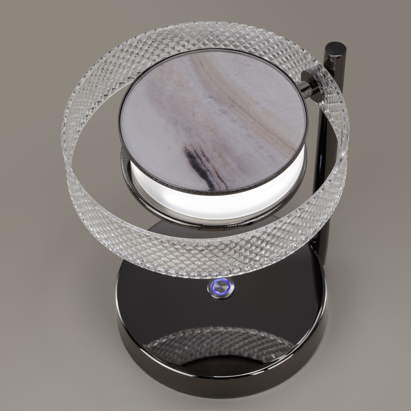 Contemporary Round Table Lamp With Marble Effect - Juliettes Interiors