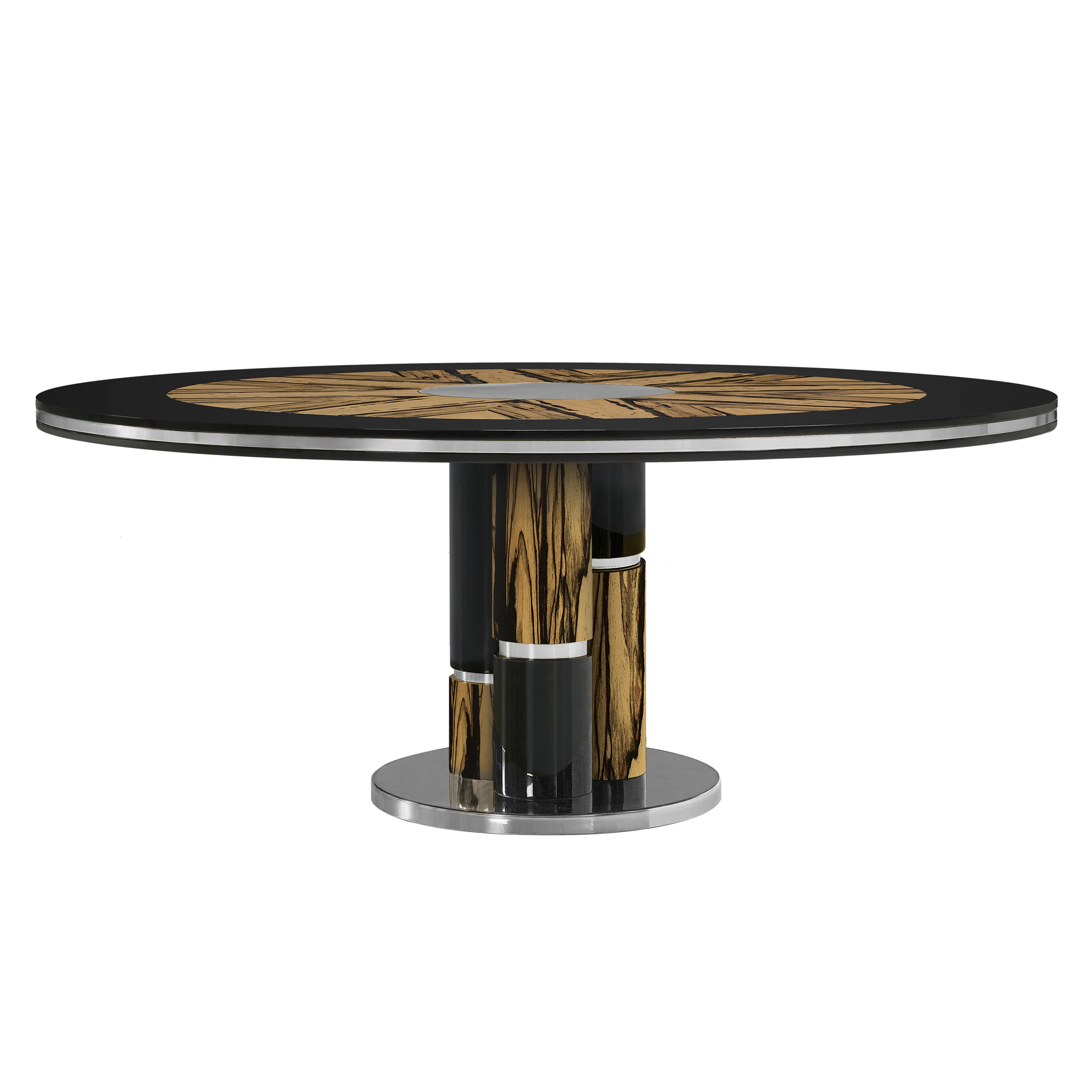Luxury Round Ebony Veneer Dining Table - Juliettes Interiors