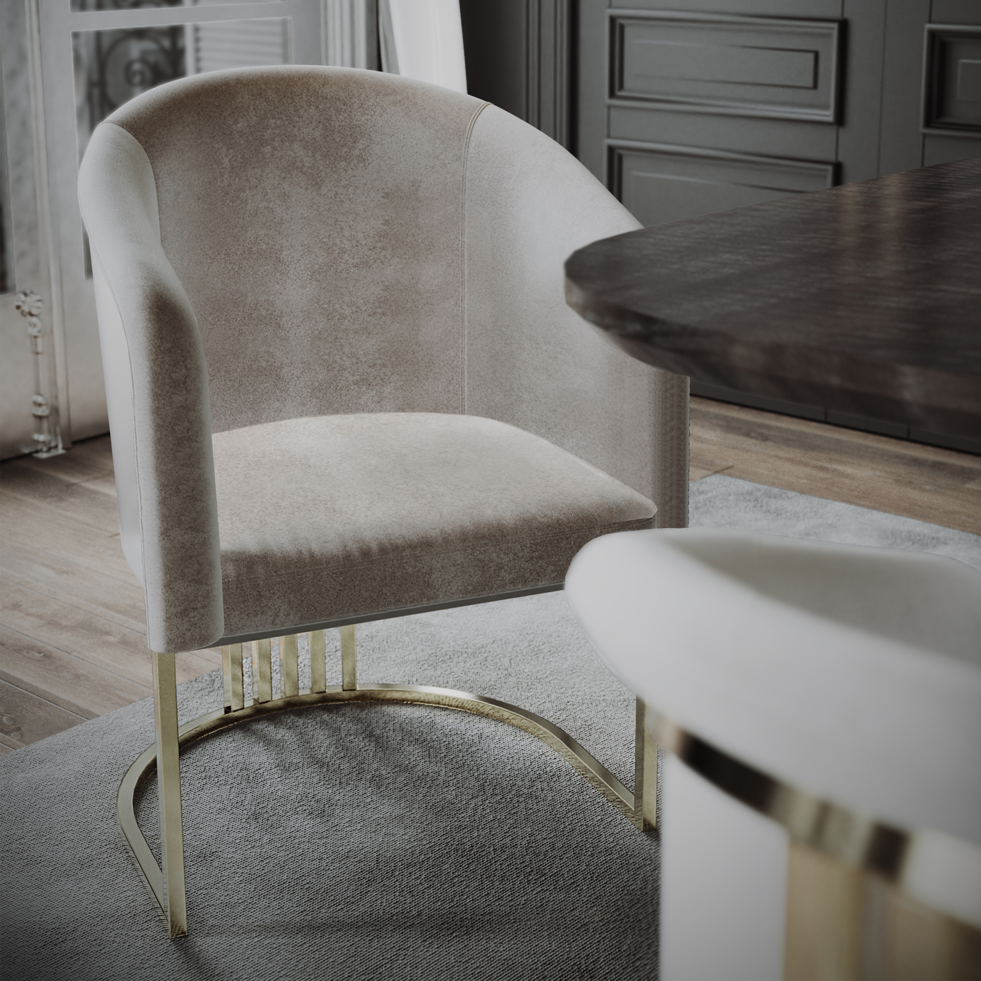 Modern Art Deco Style Curved Dining Chair Plus - Juliettes Interiors