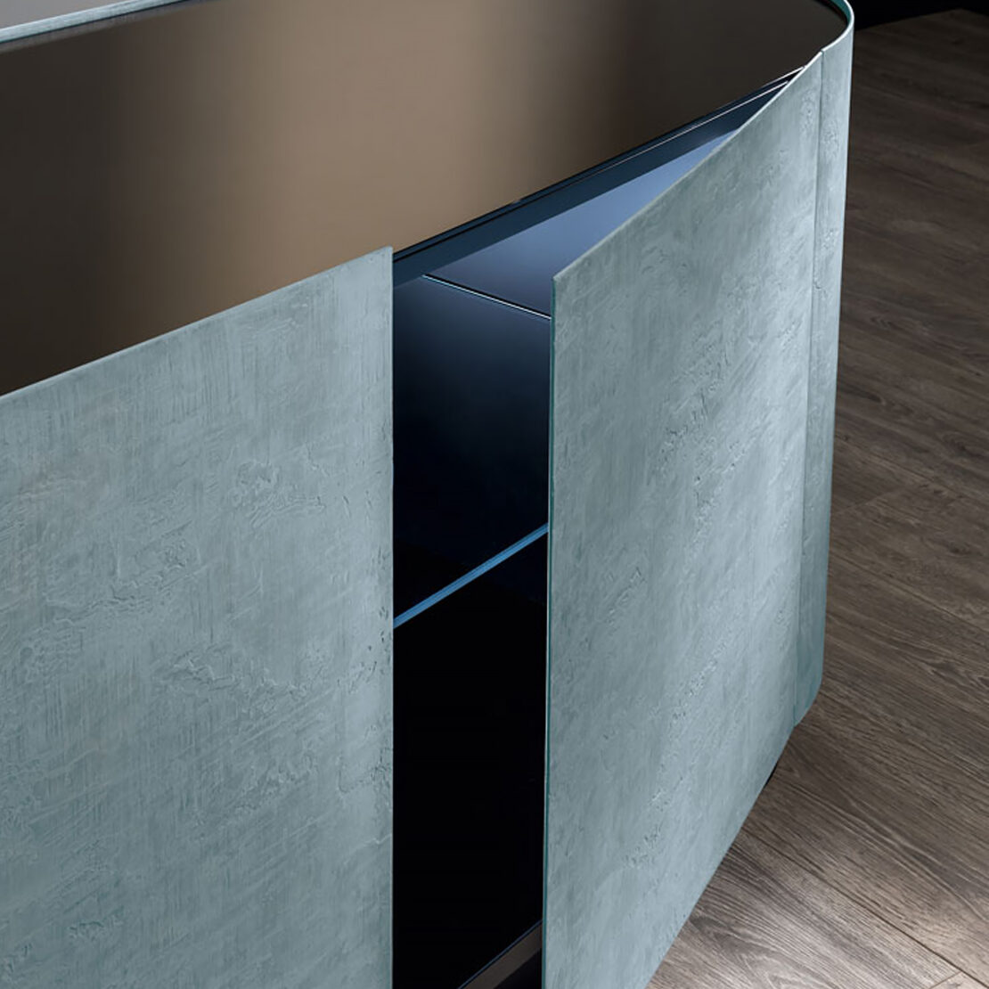 Blue Slate Effect Four Door Buffet - Juliettes Interiors