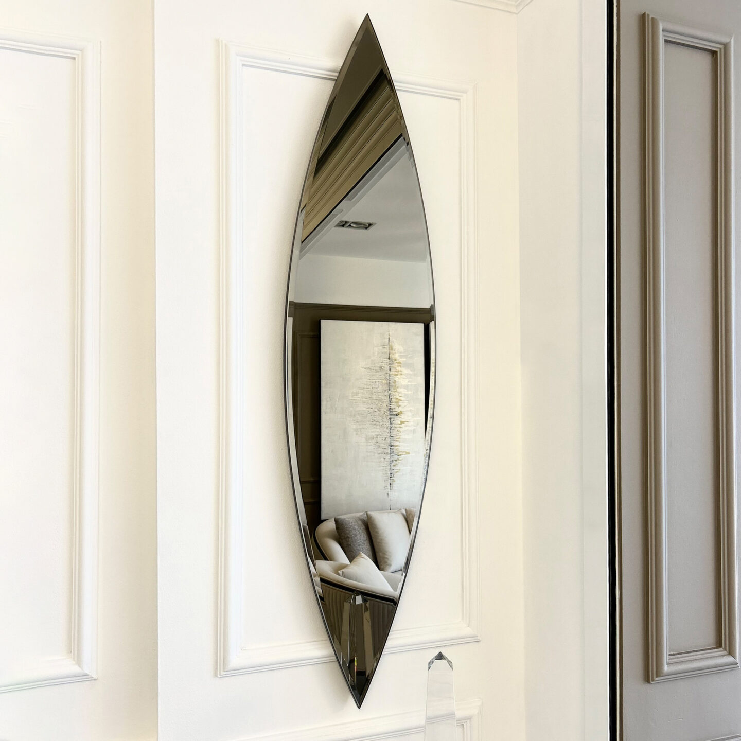 Modern Pointed Oval Bronze Wall Mirror