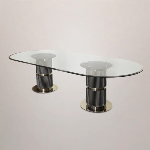 Contemporary Oval Glass Dining Table - Juliettes Interiors